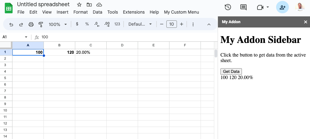 Simple Google Apps Script Sheet Addon Code snippet – Coding Help Tips ...