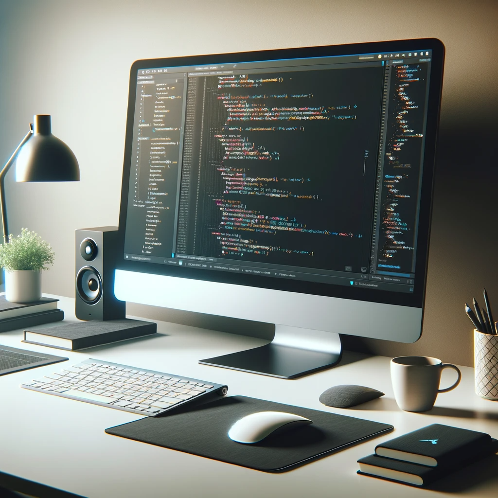 DALL·E 2024-01-17 13.51.12 – A modern computer setup for a web ...